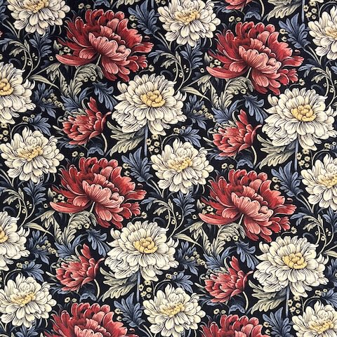 Quilting Fabric: Cream And Burgundy Florals – Barcode # AK348 sold per ...